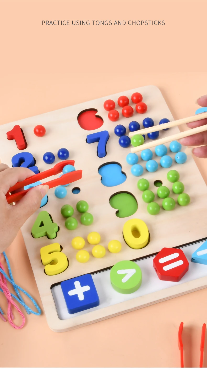 Wooden Montessori Preschool Educational Puzzles Toys Math Game Number ...