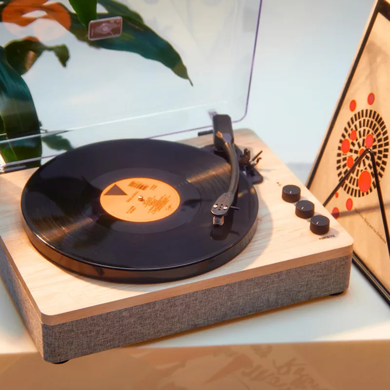 Portable Wooden Bluetooth Turntable Player 3 Speeds Turntable Player ...