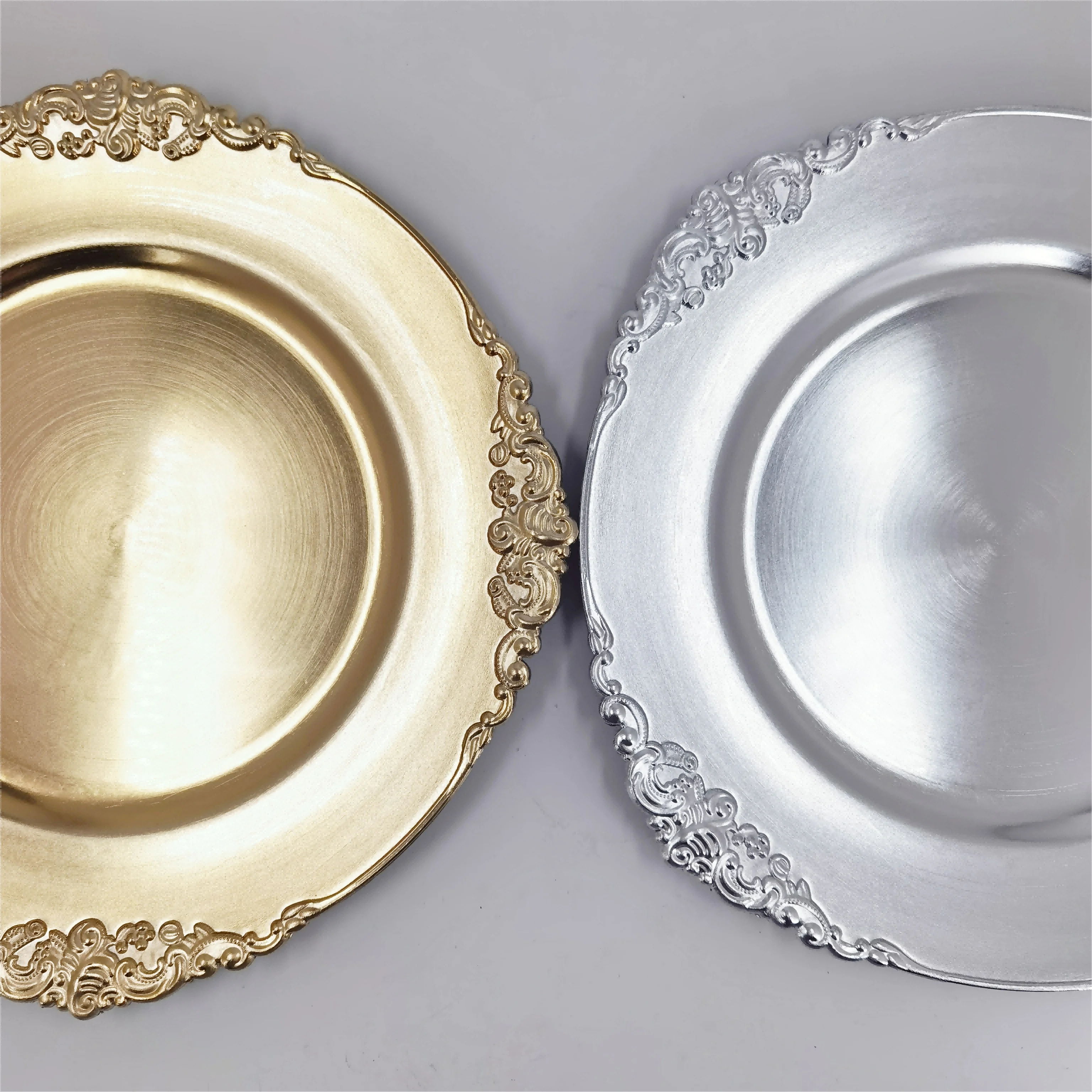 Baroque Style Antique Gold & Silver Charger Plates for Weddings ...