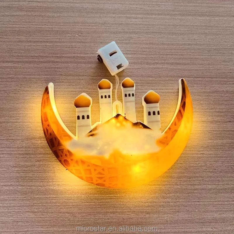 Eid Mubarak Ramadan Eid Decoration 2024 Middle East Star Moon Castle Eid Led Lights Wall Hanging ...