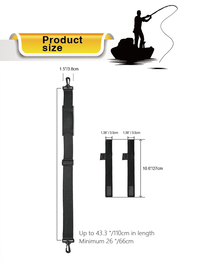 Customizable Fishing Rod Tackle Shoulder Strap Belt Spool Fishing ...