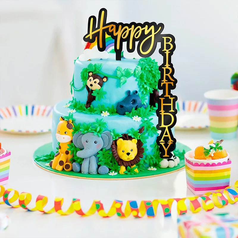 Acrylic Happy Birthday Decoration Right Angle Cake Head Vertical Cake ...