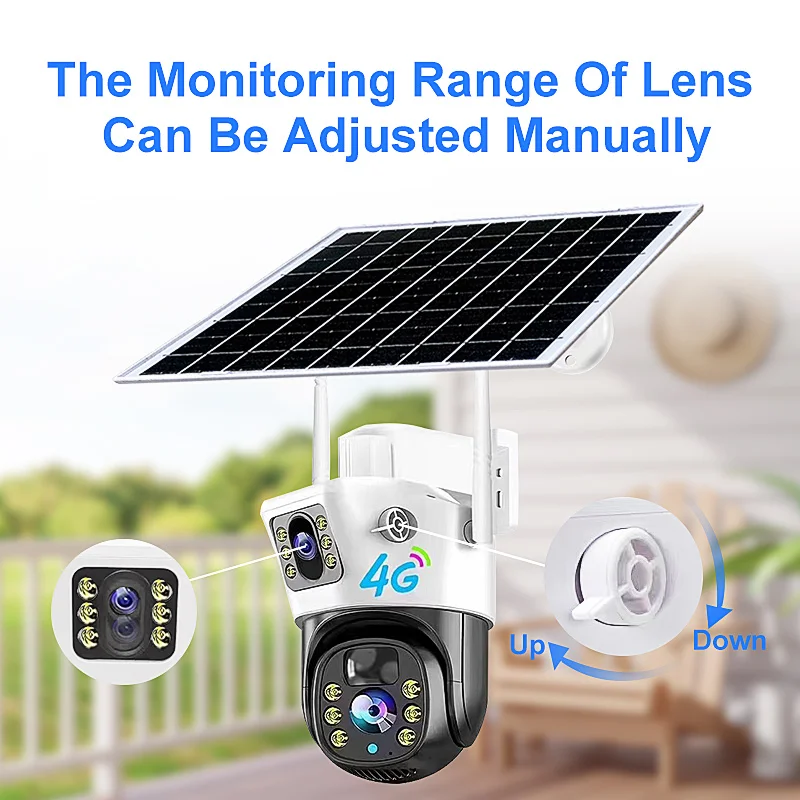V380 Solar-Powered 1080P H.265 Outdoor Security Camera Low Power CMOS ...