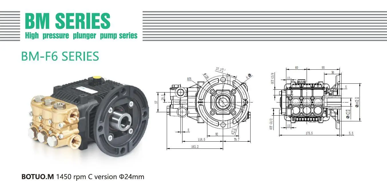 Botuo BM Series 7.5 Lpm Electric Motor with Triplex Pump - 100 Bar High ...