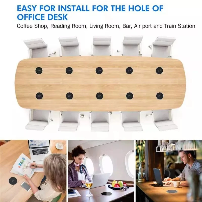 Under Furniture Desk Table Embedded Retractable Pop up 2 USB Port 3 in ...