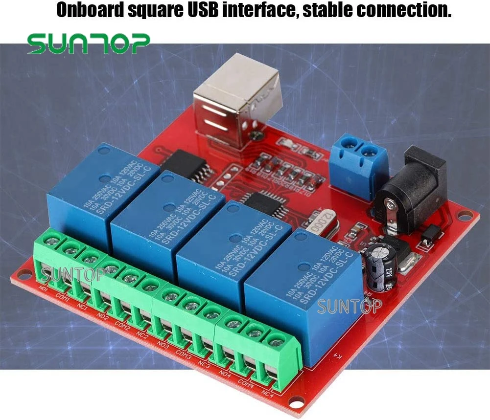 4-channel 12V USB Control Switch Relay Module - Smart & Reliable