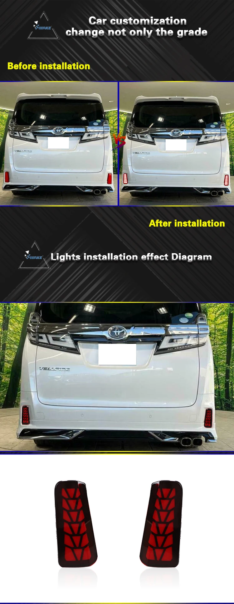 Smrke Car Rear Bumper Light For Toyota Alphard Vellfire 30 Series ...