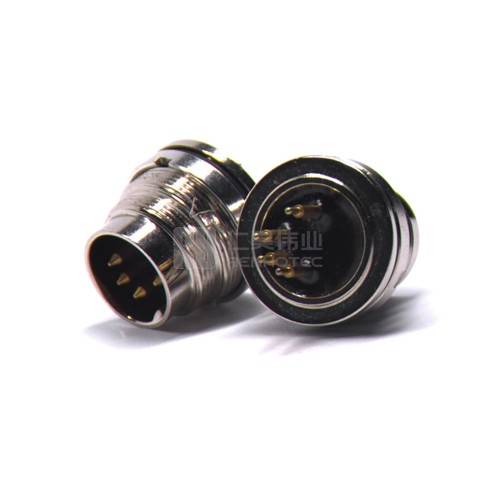 M16 4 Pin Male Straight Pcb Front Mount Circular Connector For Cable ...