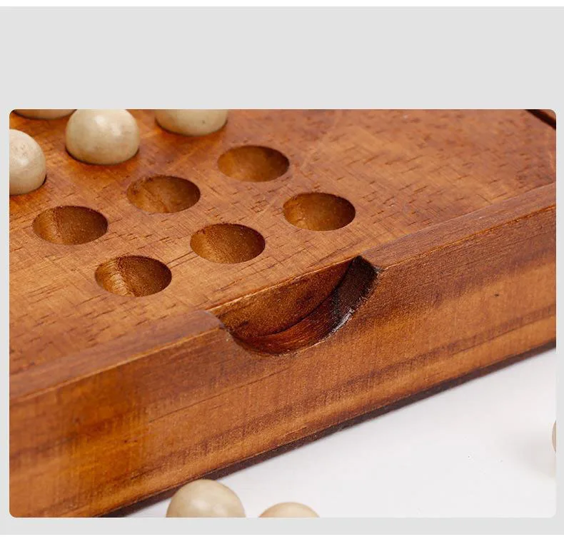 Adult Classical Wooden Board Game Jumping Marbles Peg Solitaire Mango ...