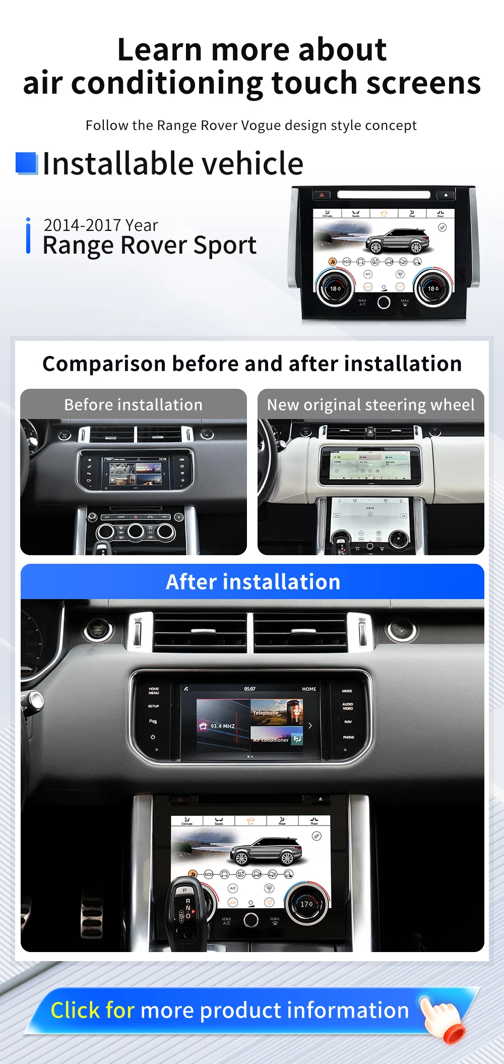 12.3" Car Android Navigation For Land Range Rover Sport L405 2014-2017 ...