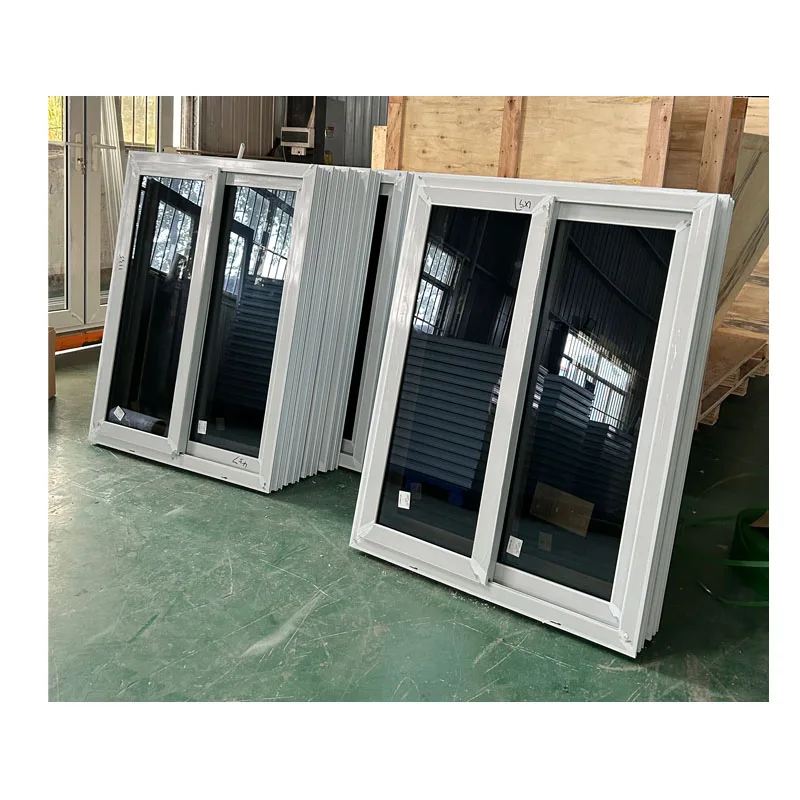 Modern PVC Double Glass Windows with Fiberglass Screen Netting