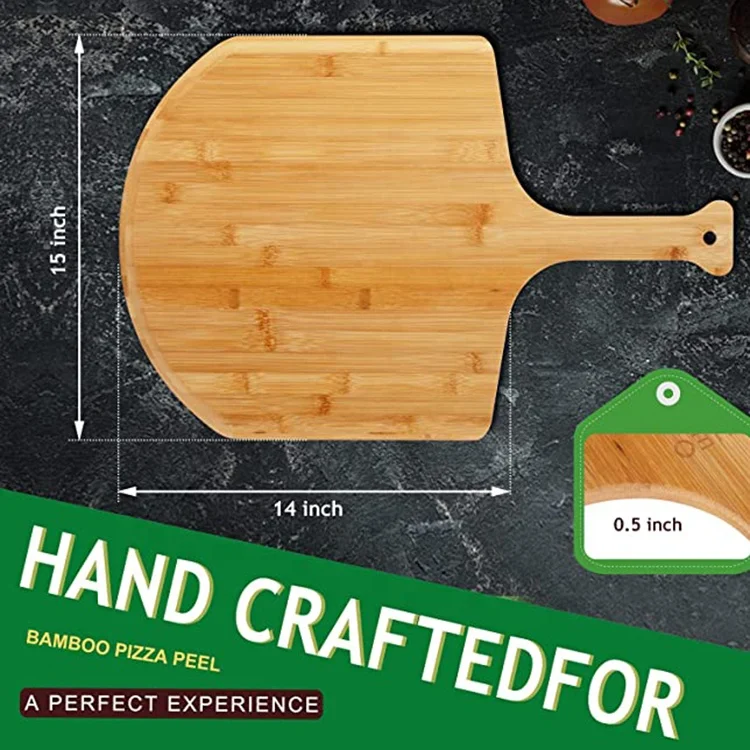 Wooden Pizza Serving Tray Large Size Premium Bamboo Turning Pizza Peel ...