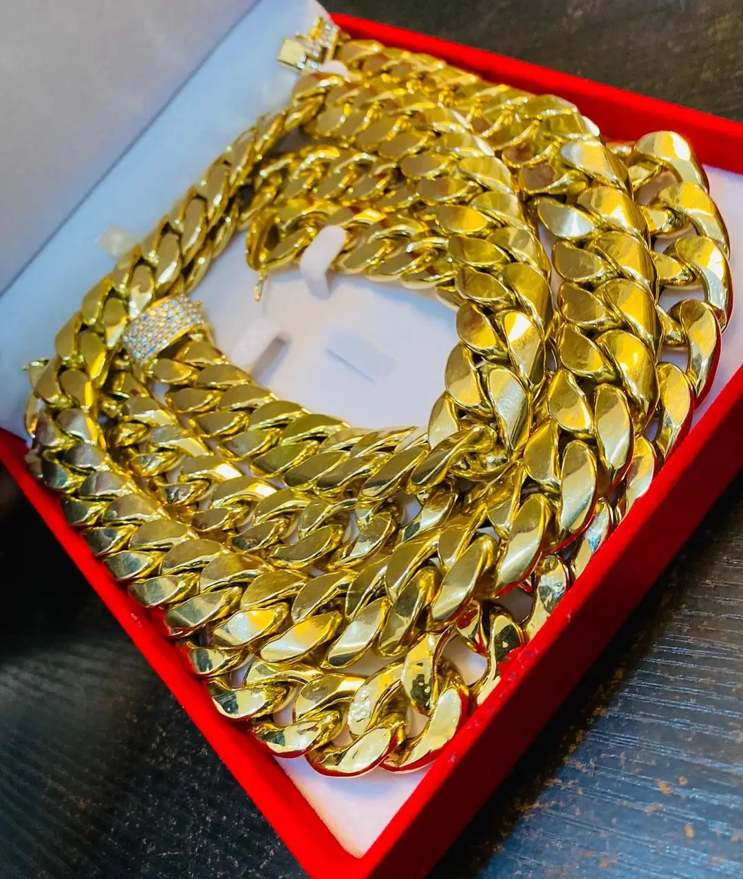 Customized Italian 10kt 14k Gold Chains Real Yellow Gold Miami Cuban ...