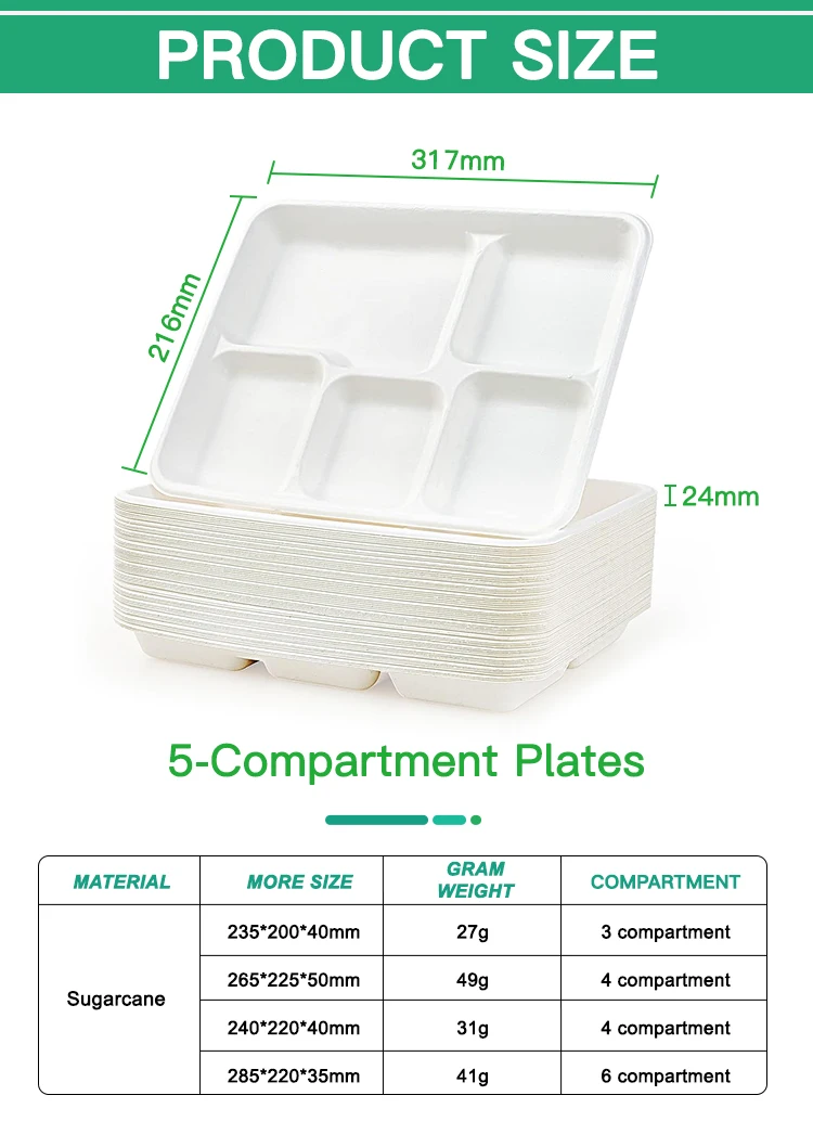 Eco-friendly School Lunch Plates - Compostable & Durable
