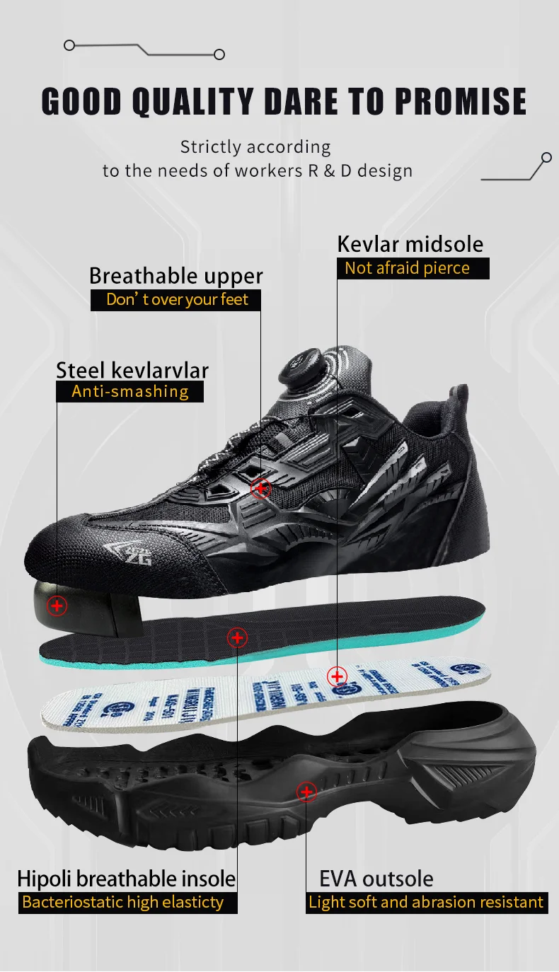 8824 Black Fast Lacing System - Safe Sport Shoes with Steel Toe