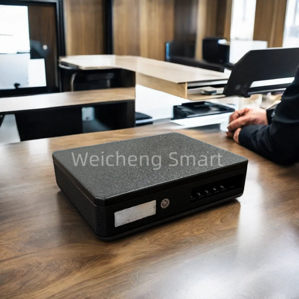 Small Metal Gun Safe Box Quick Access Portable Fingerprint Safe High ...