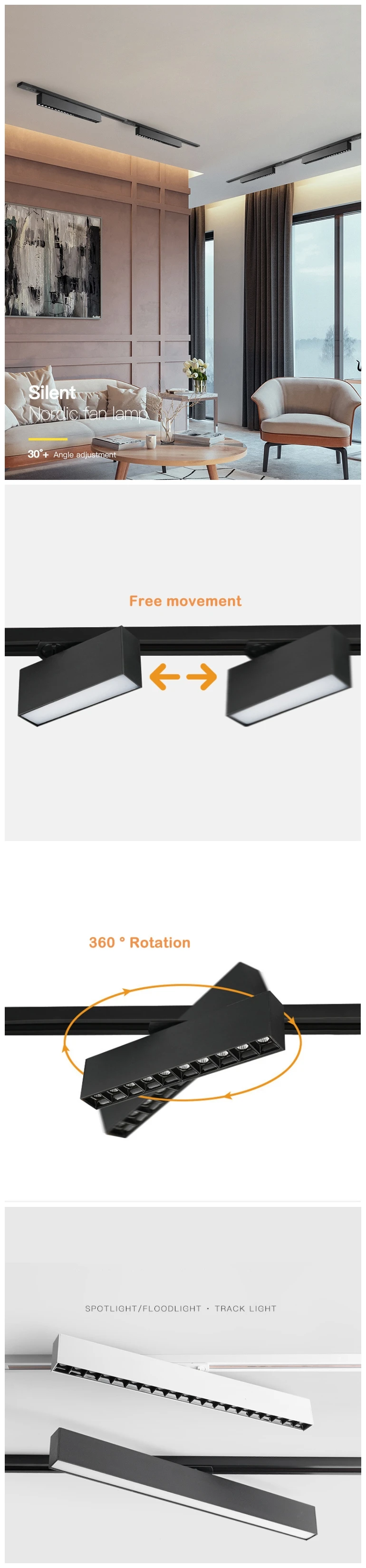 Modern Led Track Light Mounted Ceiling Lamp Cob Ac85-265v Linear ...