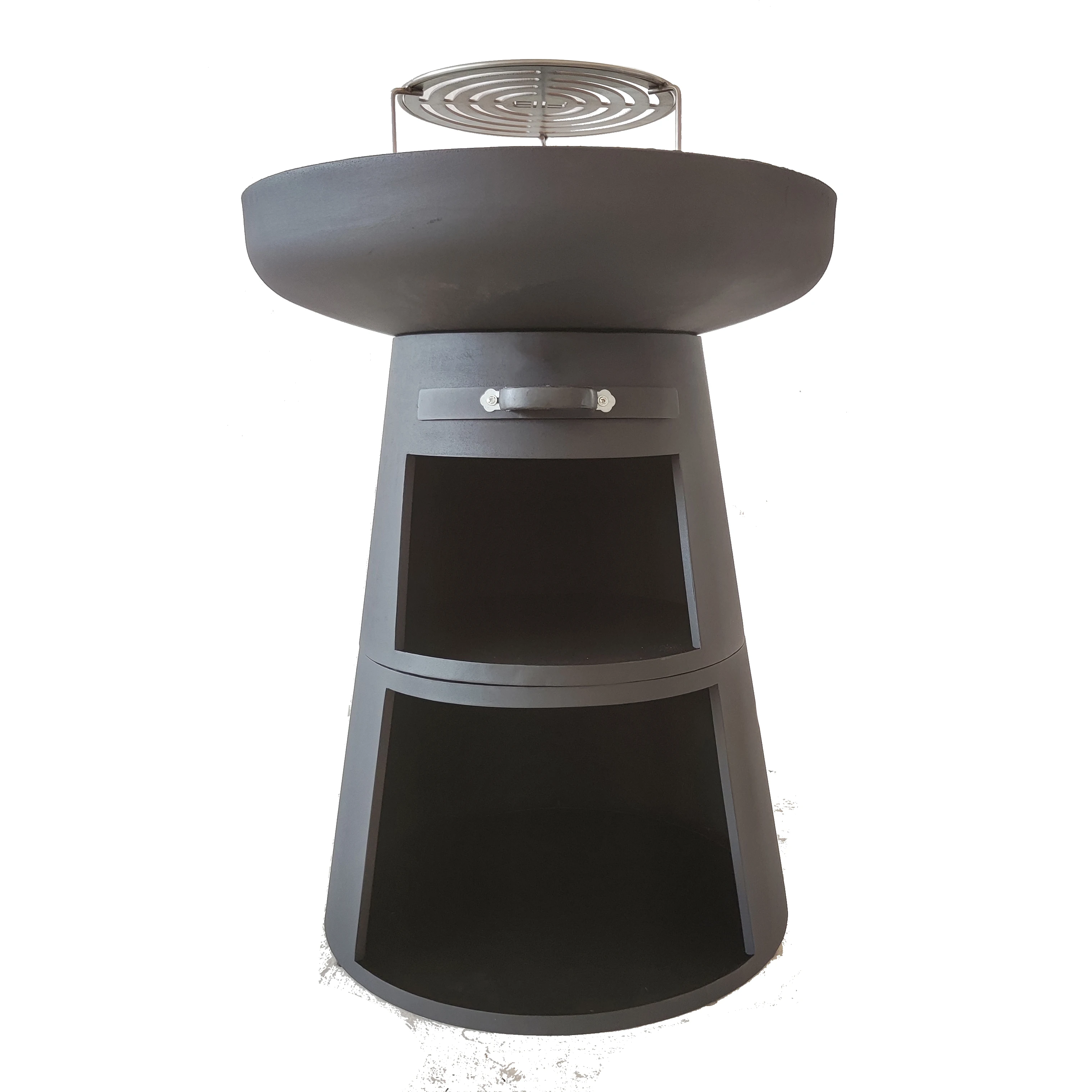Modern Black Tower Shape Fire Pit Outdoor With Cooking Plate - Buy ...