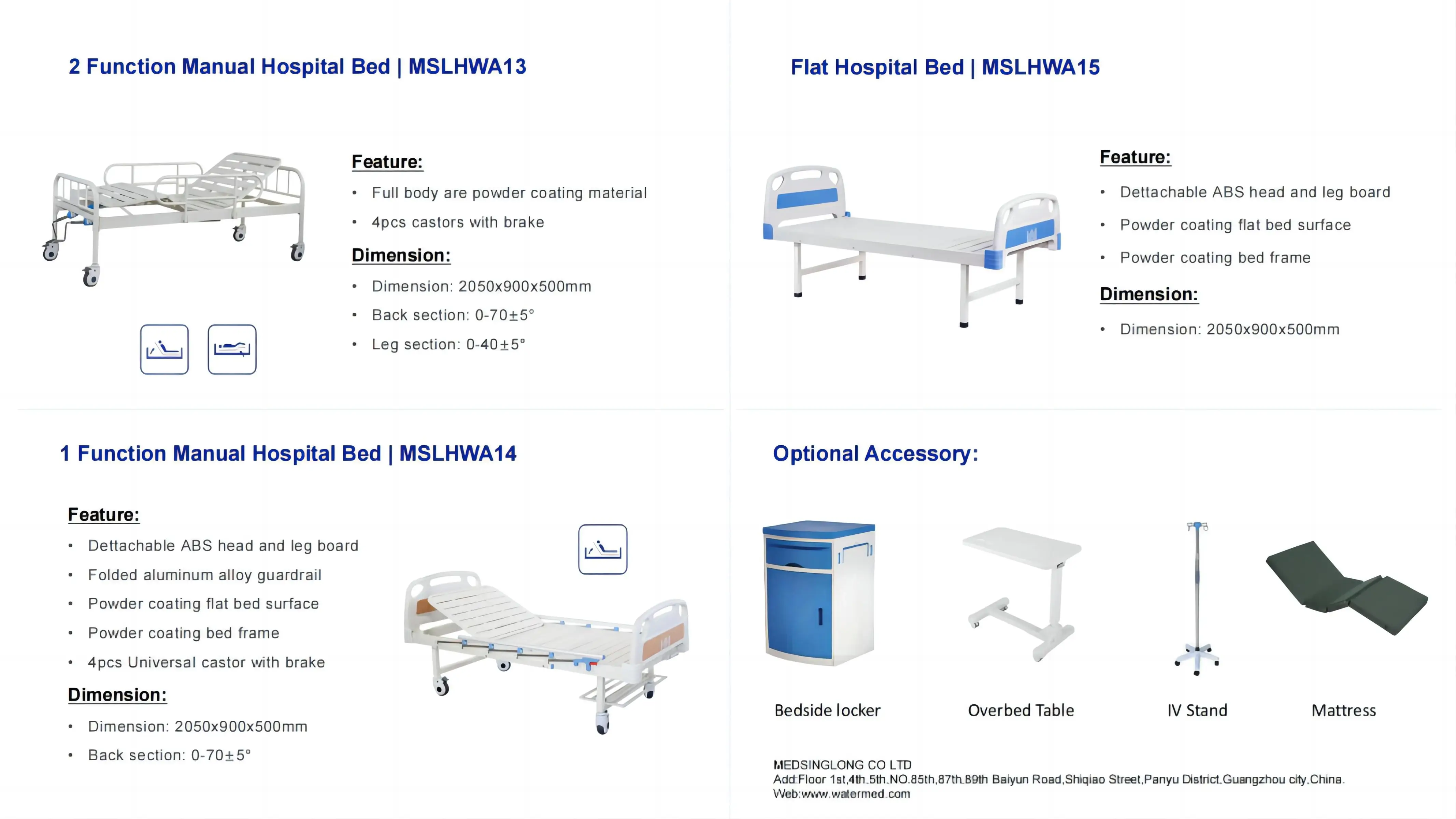 Central Brake System Electric Five-function Hospital Bed Mslhwa01 - Buy ...