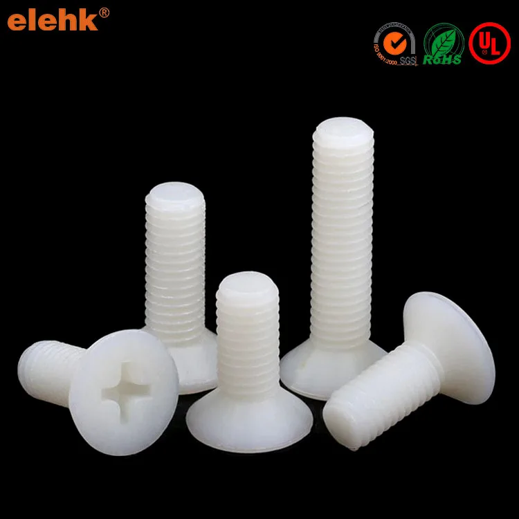 Elehk In Stock Plastic Flat Head Plastic Screws Pa66 Polyamide Cross ...