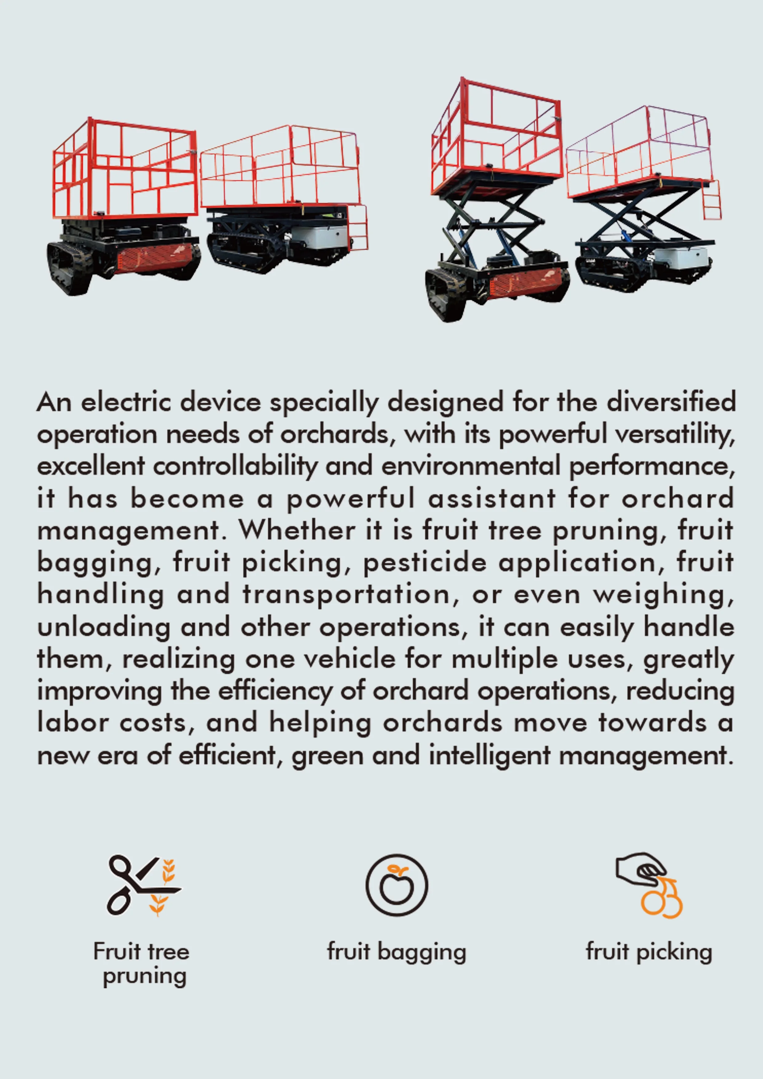 Zero Emission Electric Drive Orchard Lifting Platforms Low Noise Core ...