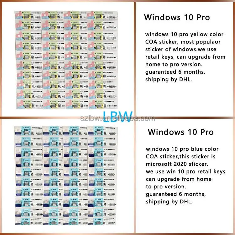 New Win 10 Pro Stickers Window 10 Professional Coa Sticker Micro Soft ...