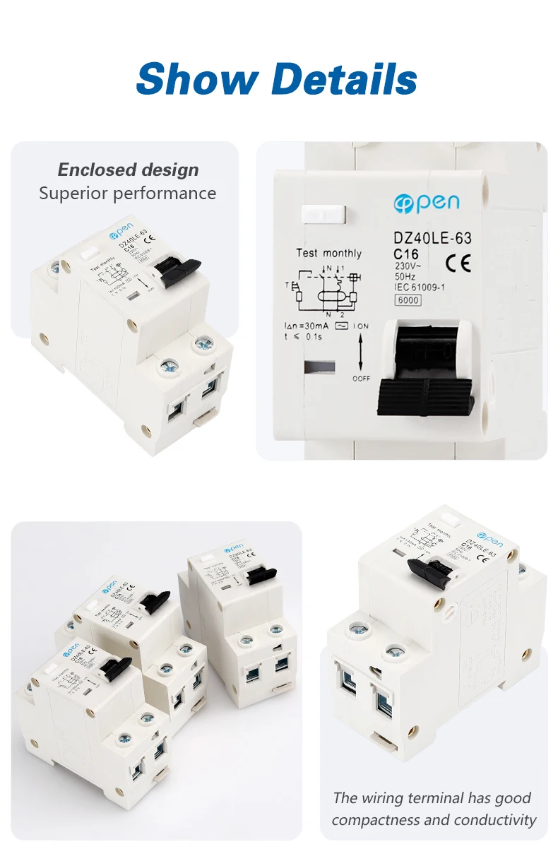 MCB RCCB RCD Type a / AC RCBO DPNL Residual Current Circuit Breaker ...