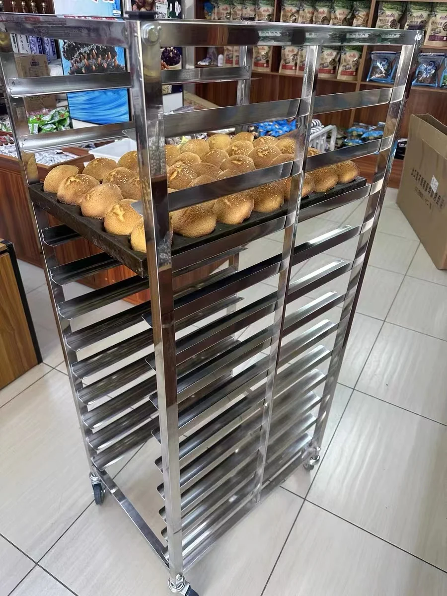 Stainless Steel 15 Layer 30 Pans Bread Baking Tray Rack Trolley With ...