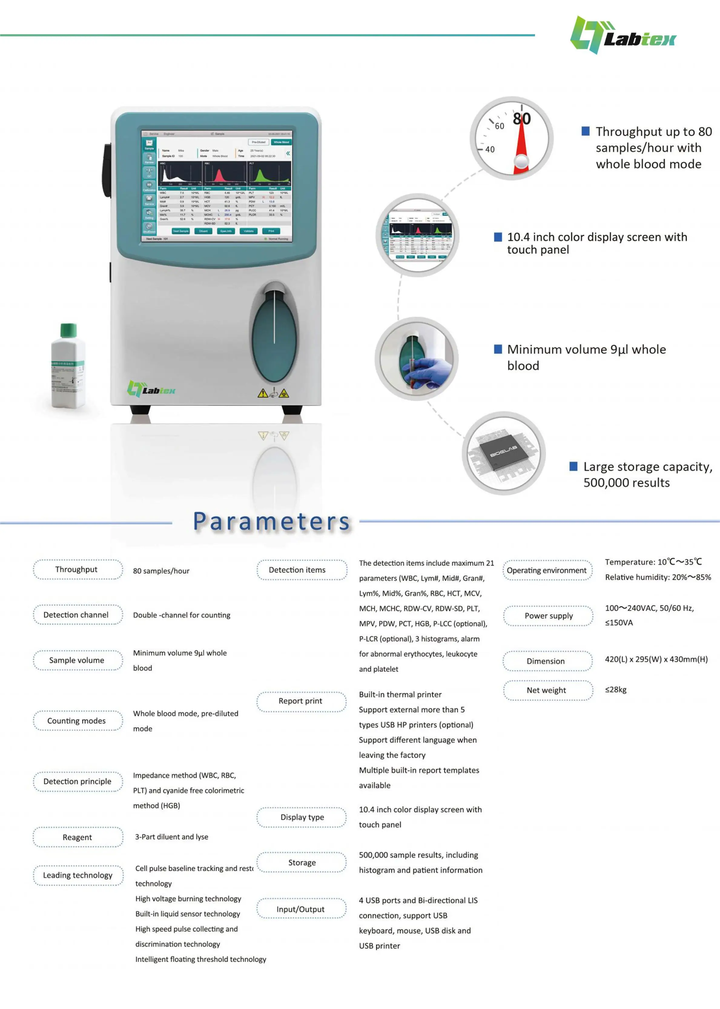 Labtex Cbc Machine Hematology Analyzer Bc-10 Blood Count Analyzer - Buy ...