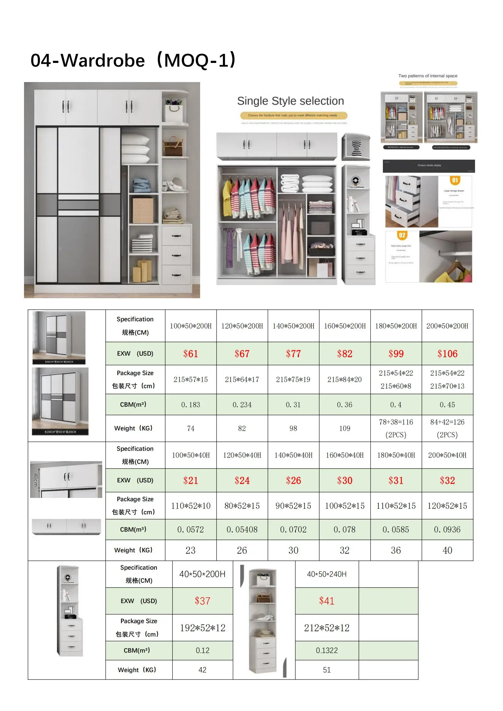 Large Tiered Wardrobe Closet Armoire – Modern Pine Wood Furniture for ...