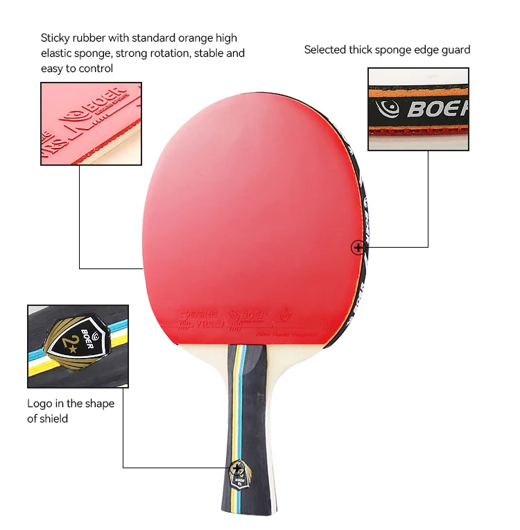 Boer 7 Ply Professional 2 Star Table Tennis Racket for Beginners