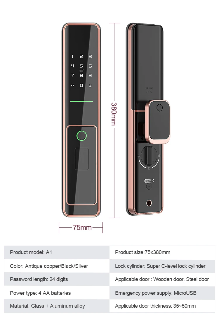 High Quality Apartment Hotel Door Lock Electronic Keyless Digital Smart ...