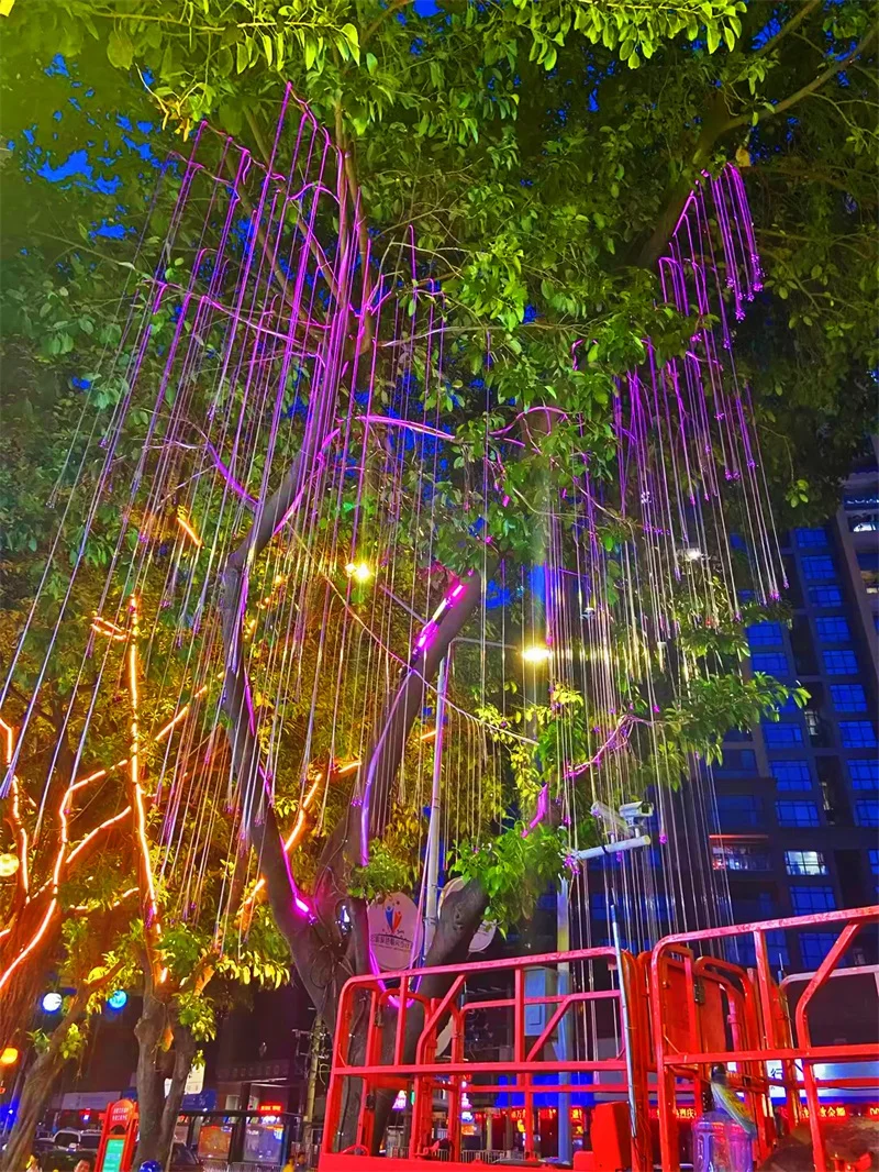 45W RGB Colorful Fiber Optic Light - Outdoor Weeping Willow Lamp