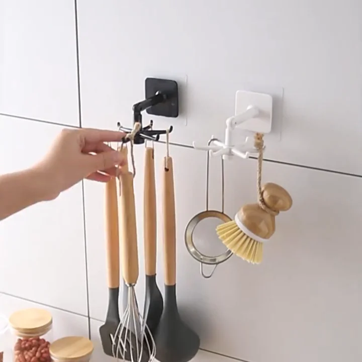 360 Degree Rotary Hook Multi-functional Six Claw Kitchen Single Hook ...