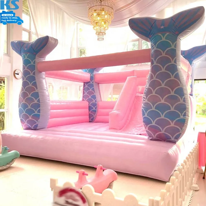 Kids Large 13'x13' Commercial Pvc Pink Mermaid Bounce House Inflatable ...