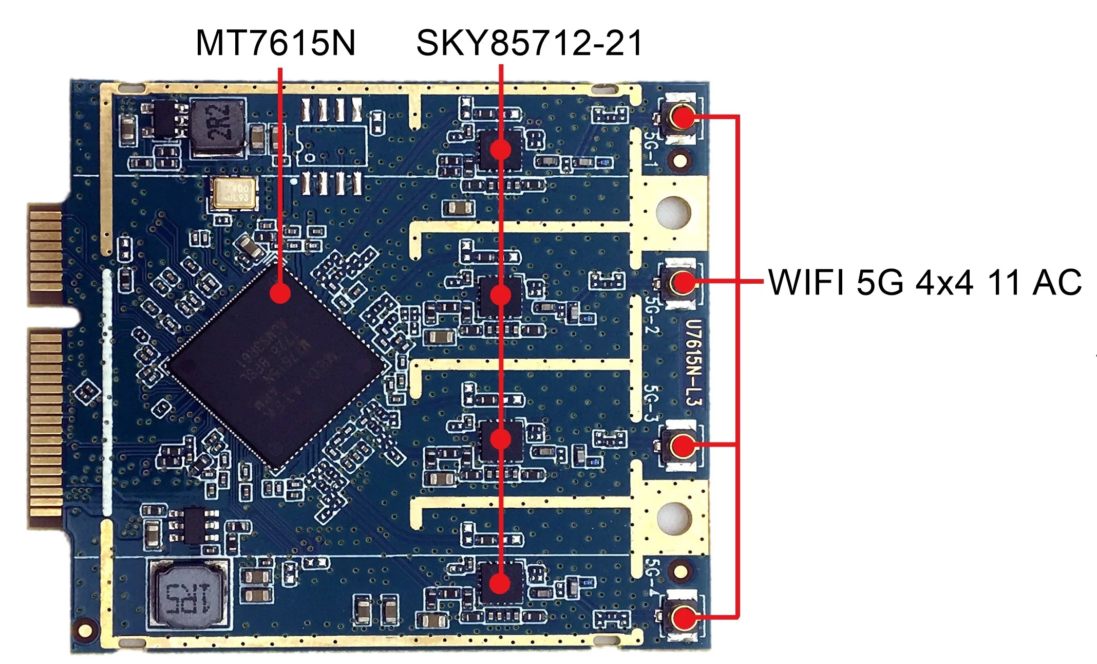 Mtk Mt7615n 4x4 802.11ac Wave2 1733mbps Minipcie Nic Pcba Odm Oem ...