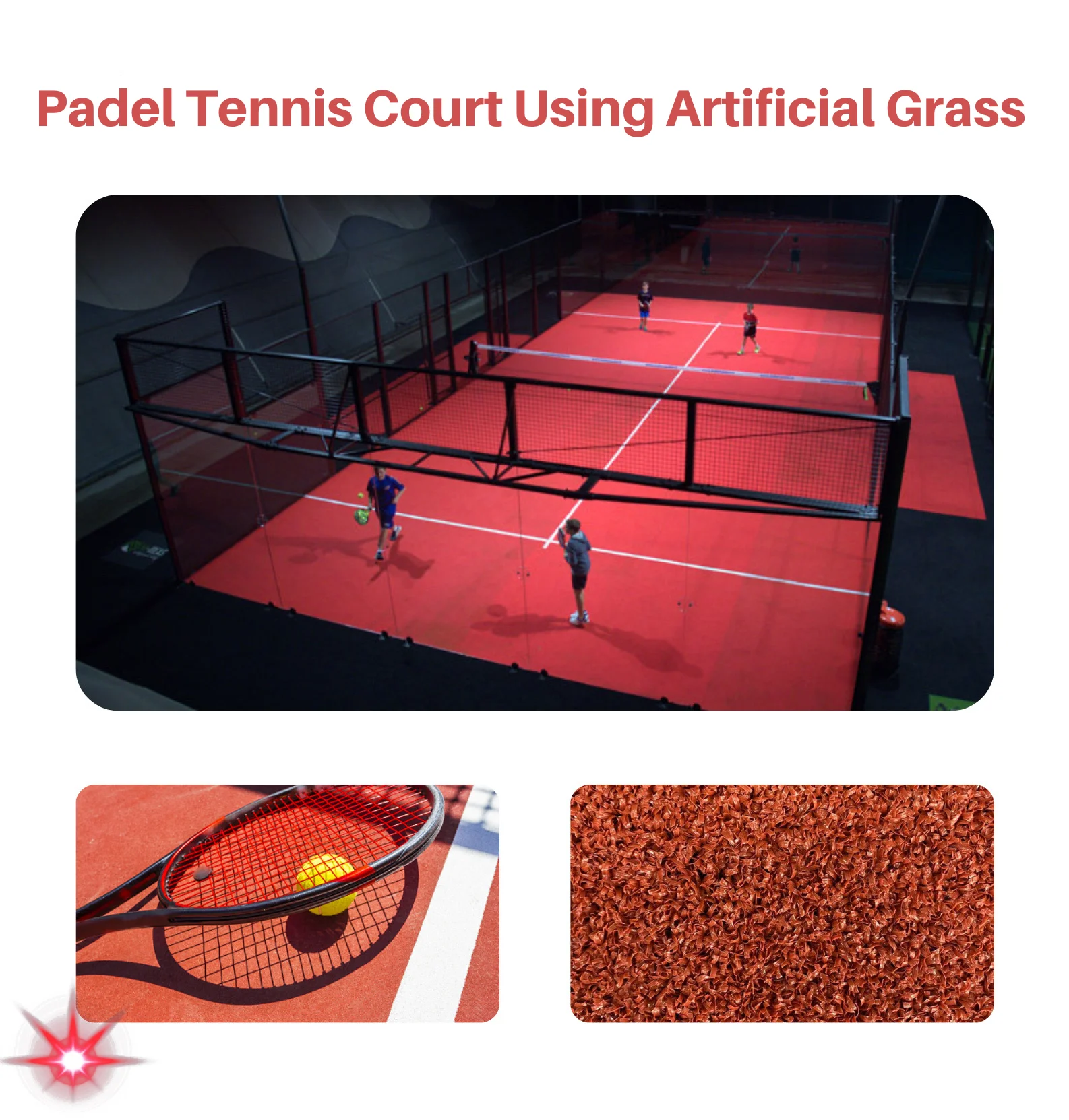 Blue Color Outdoor Artificial Turf for Tennis Paddle Courts