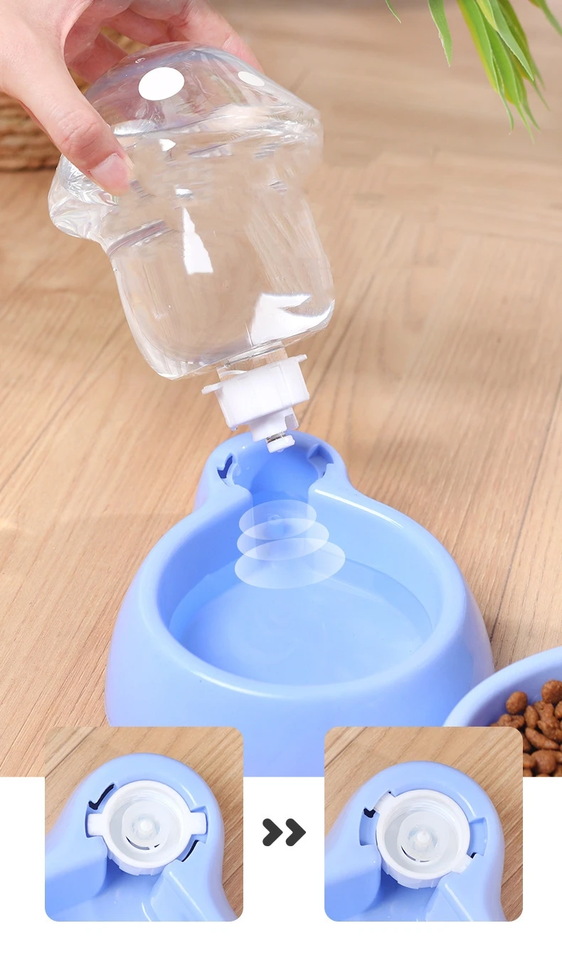 2pcs Cat Food Bowl Set Automatic Feeders And Water Dispenser Cute ...