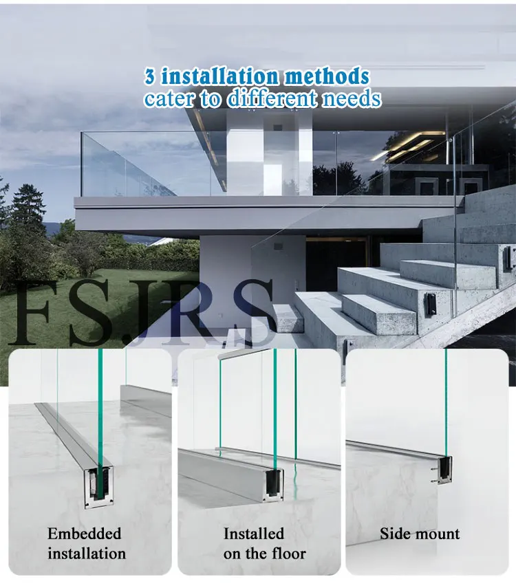 Rimless Swimming Pool Tempered Glass Railing - Unistrut Handrail