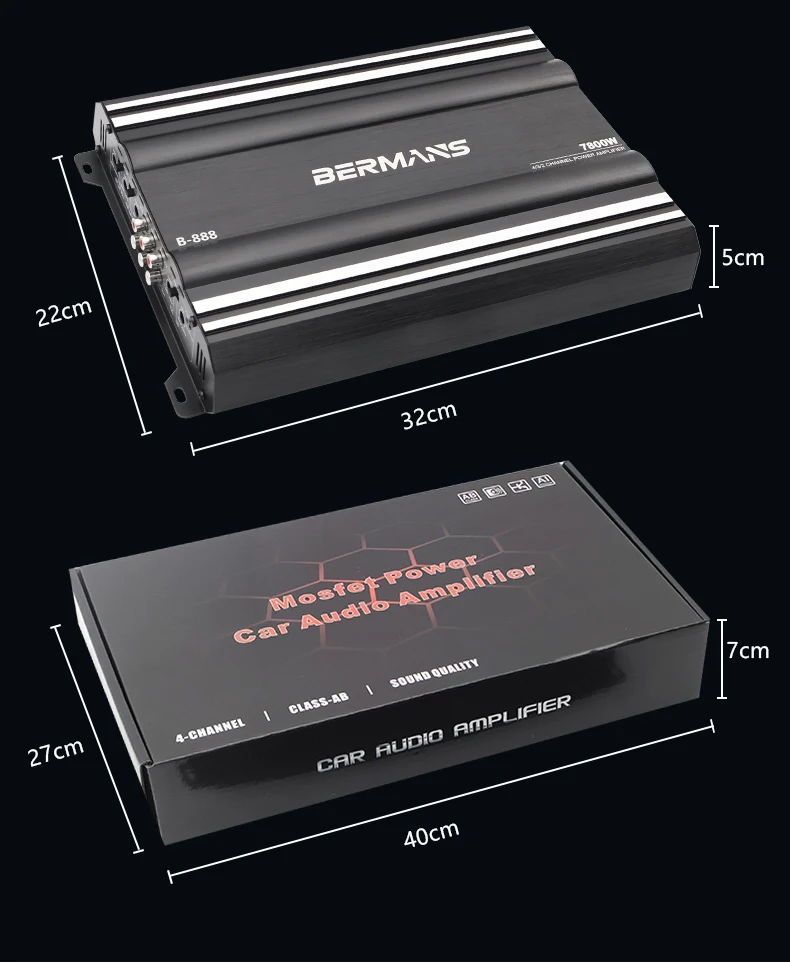 High Efficiency 4-Channel Push Speaker Car Amplifier 7800 Watts Maximum ...