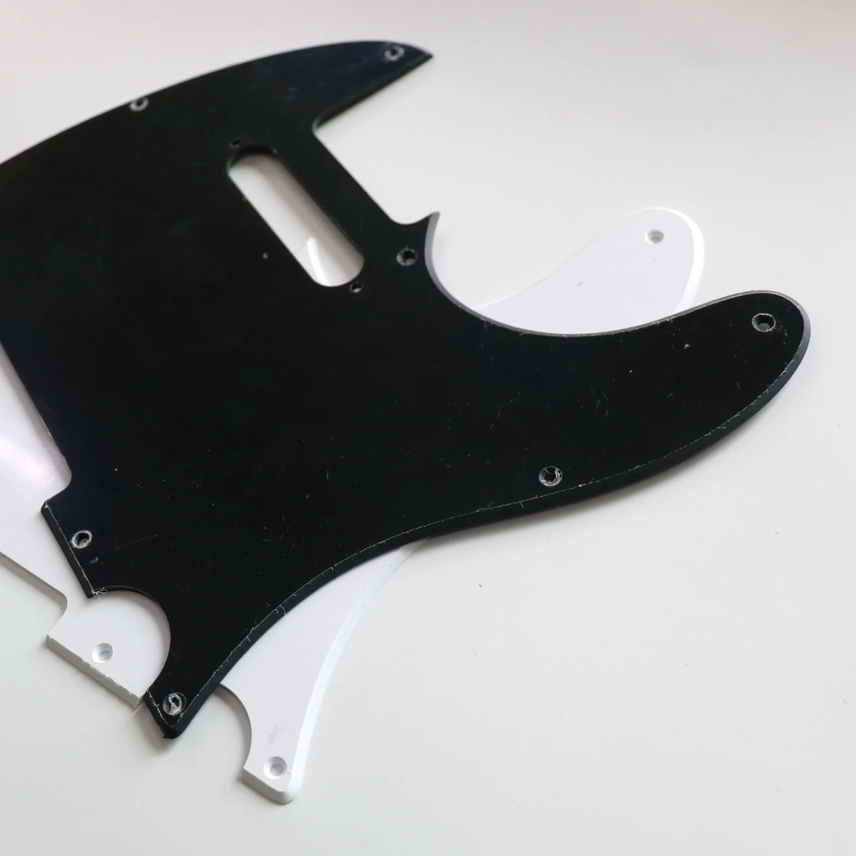 Custom 8 Holes Single Layer Black Color Tele Guitar Pickguards In White ...