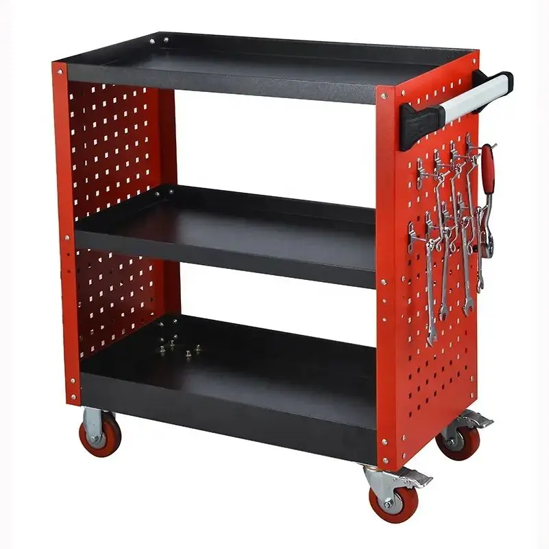 Auto Repair Mechanical Tool Cart Workshop Three-Layer Rolling Hardware ...