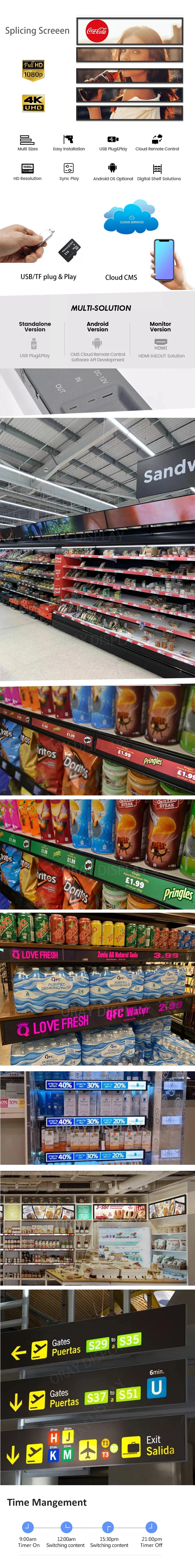 Shelf Lcd Display 21.2 24 37 28 29 47.6 Inch Supermarket Advertising ...