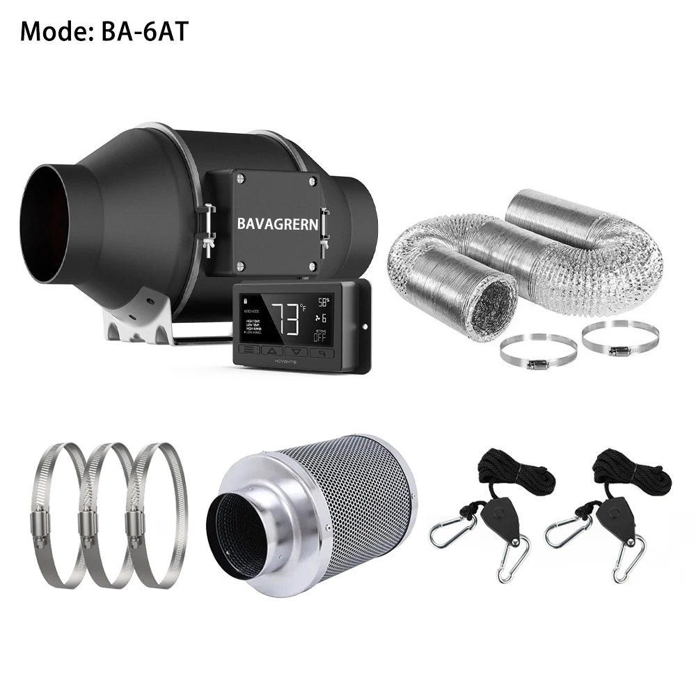 Smart Ventilation Kit - 6 Inch EC Motor Duct Fan with Carbon Filter