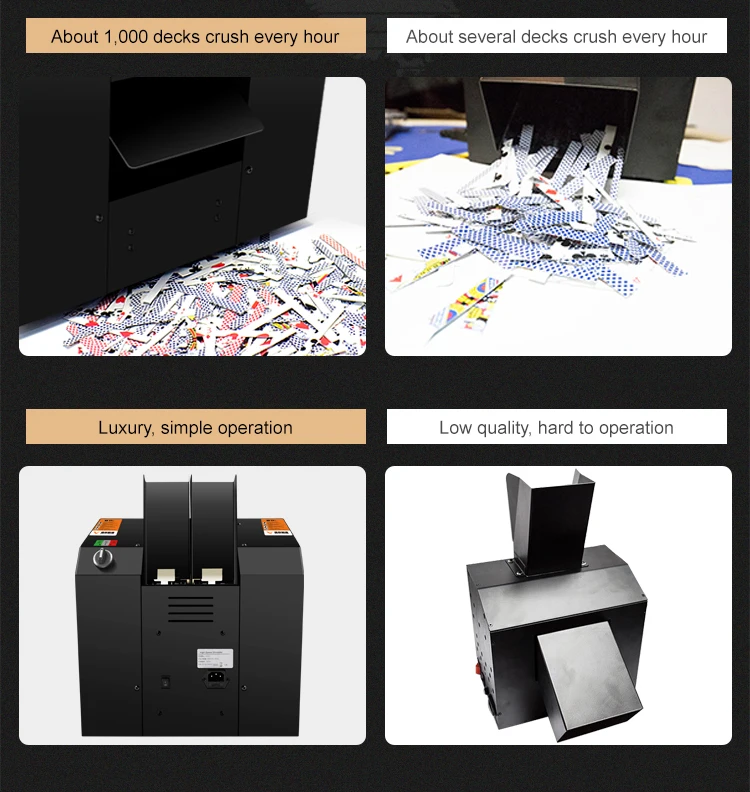 YH Casino Quality Easy to Use 2 Port Paper Poker Card Crush Machine ...