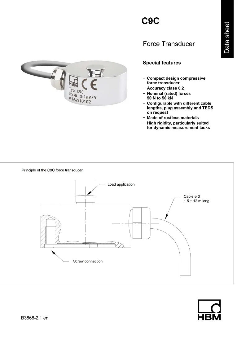 HBM C9C 힘 센서 50N ~ 50kN 로드 셀| Alibaba.com