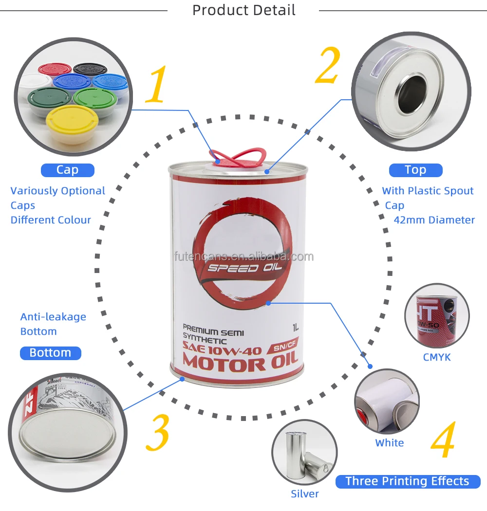 Customized logo 1L Motor Oil Round Empty Can 1 Liter Cylinder Engine ...