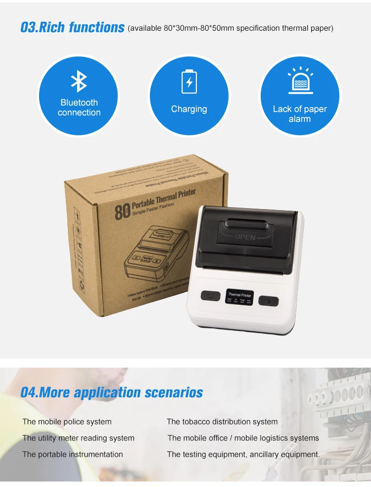 Mobile Portable Wireless 80mm Thermal Receipt Pos 3 Inch Printer - Buy ...