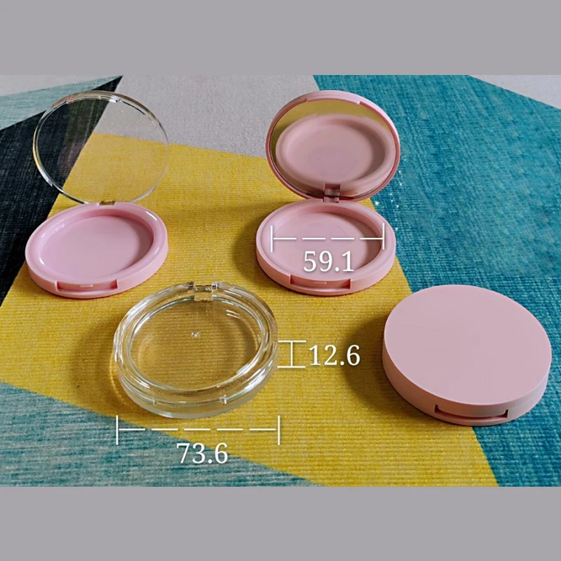 Empty Round pink Plastic Compact Eyeshadow case with Mirror Customized ...