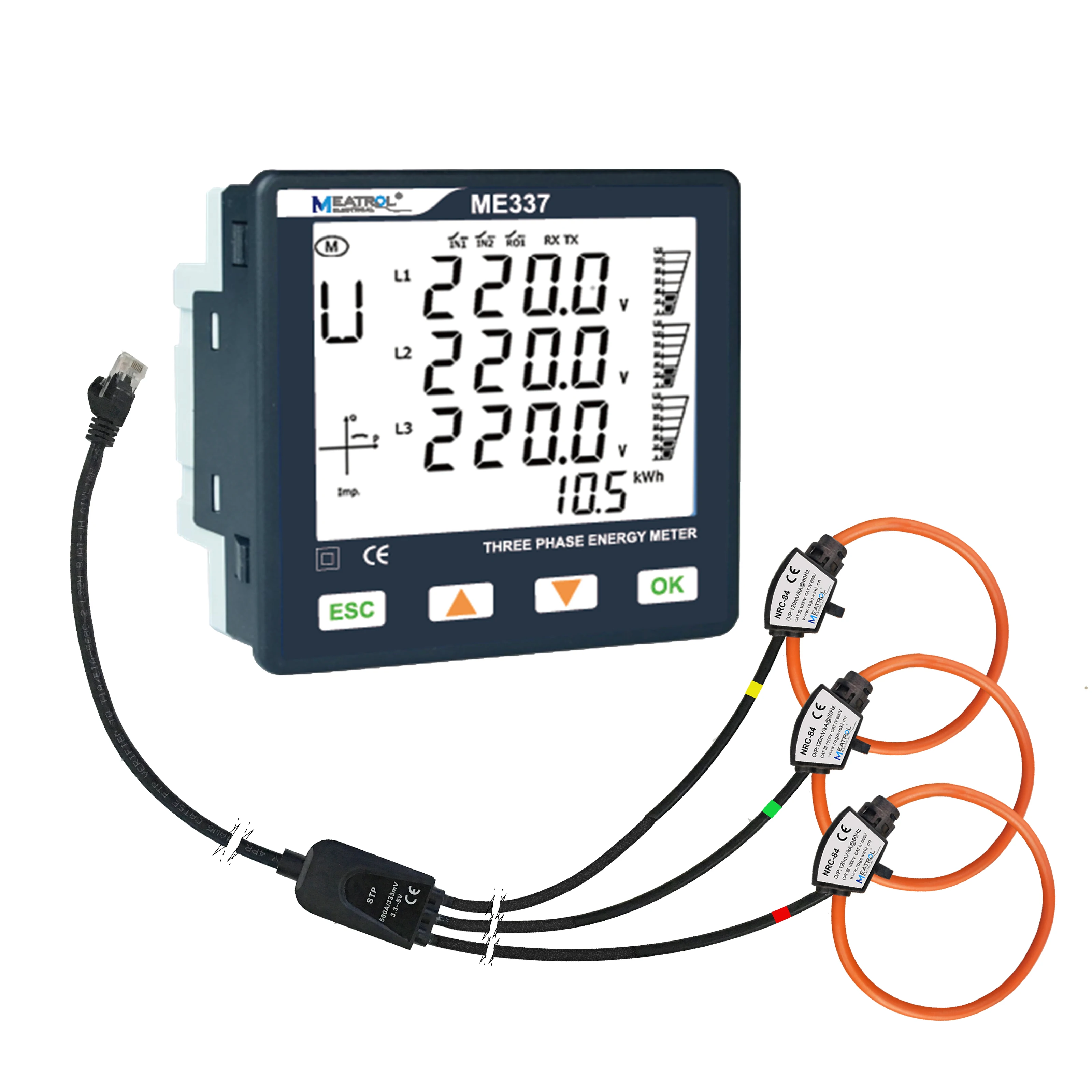 Me337 Smart Modbus Rtu Electric Meter With Lcd Display 600vac Three Phase Power Meter - Buy ...